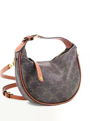 Celine Lulu Bag Triomphe Coated Canvas Teen Hobo Bag - Brown