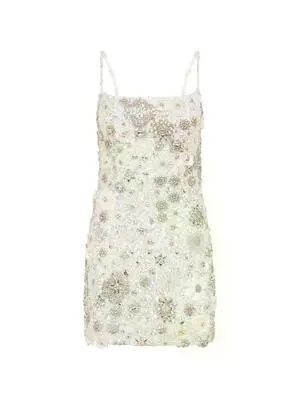 Rachel Gilbert Francesca Embellished Fitted Mini Dress - White