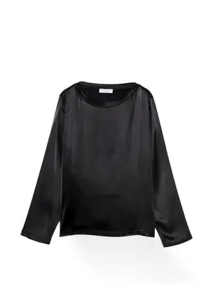 DANIELE FIESOLI Satin-finish Long-sleeve Blouse - Black