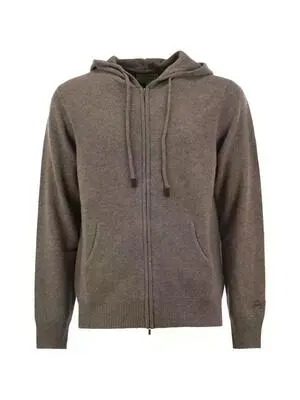 MC2 SAINT BARTH Beige Notting Lambswool Hooded Knit With Full Zip - Neutrals
