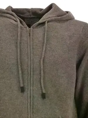 MC2 SAINT BARTH Beige Notting Lambswool Hooded Knit With Full Zip
