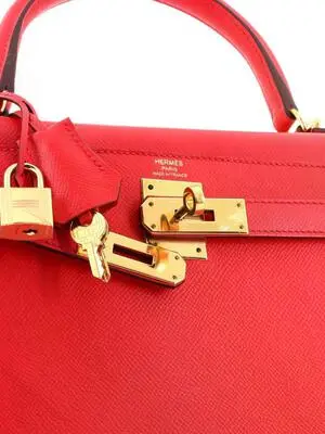 Hermès Kelly Handbag Geranium Epsom With Gold Hardware 28 Satchel - Red