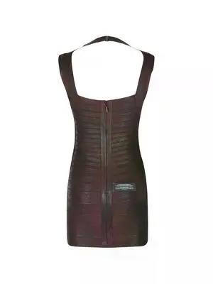 Herve Leger The Metallic Jamie Bandage-effect Halterneck Mini Dress - Red