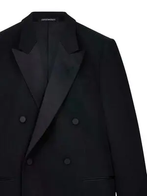 Emporio Armani Tailored Double-breasted Blazer With Satin Peak Lapels