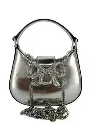 SELF-PORTRAIT Bow-detail Patent Shoulder Bag - Silver