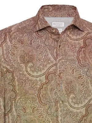 Brunello Cucinelli Patterned Jacquard Cotton Shirt