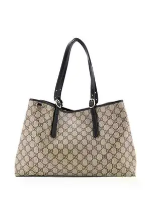 Gucci Emblem Gg Coated Canvas Large Tote Bag - Brown