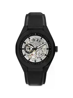 Armani Exchange Sync 44mm Skeleton Watch - Silver