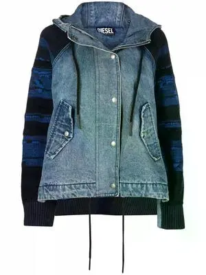 DIESEL® Contrast Panel Hooded Jacket - Blue