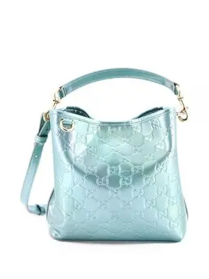 Gucci Gg Emblem Gg Embossed Patent Small Bucket Bag