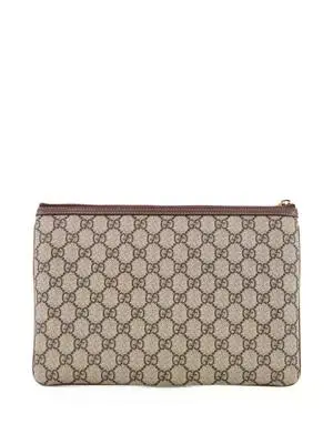 Gucci Ophidia Zip Pouch Gg Coated Canvas Large Clutch Bag - Brown
