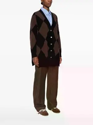 Laboratorio Capri Argyle-pattern V-neck Cardigan