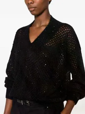 Liviana Conti Sequin-embellished Open-knit Sweater