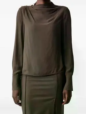 Patrizia Pepe Draped Button-detail Blouse