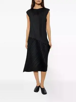 Issey Miyake Pleated Asymmetric-hem Midi Dress