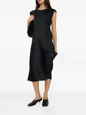 Issey Miyake Pleated Asymmetric-hem Midi Dress