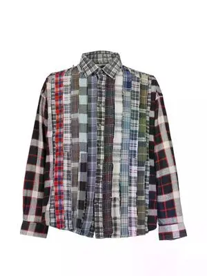 Needles Ribbon Patchwork Fannel Shirt - Blue