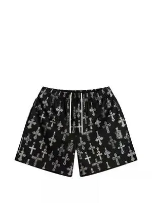 BRAVEST STUDIOS Saint Cross-printed Track Shorts - Black