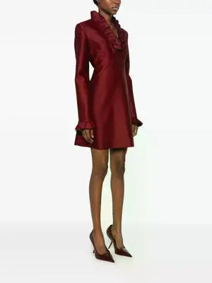 Alberta Ferretti Ruffled Long-sleeve Mini Dress