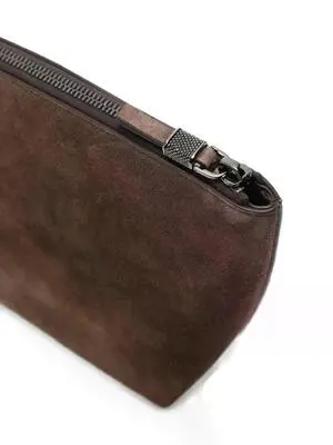 Brunello Cucinelli Suede Make-up Bag - Brown