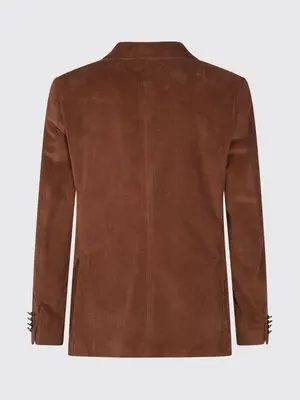 Canali Double-breasted Cotton Velvet Blazer With Peak Lapels