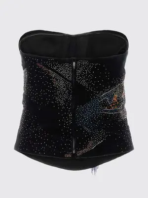Isabel Marant Étoile Off-the-shoulder Corset Top In Cotton With Crystals And Fringe