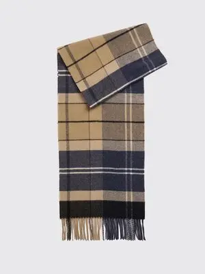 Barbour Pure Lambswool Tartan Scarf With Fringed Edges - Beige