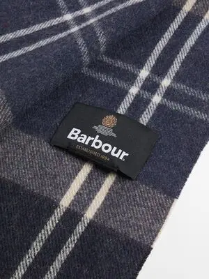 Barbour Pure Lambswool Tartan Scarf With Fringed Edges