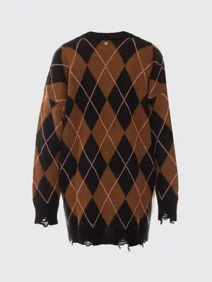 ANIYE BY V-neck Sweater In Alpaca Blend With Argyle Pattern