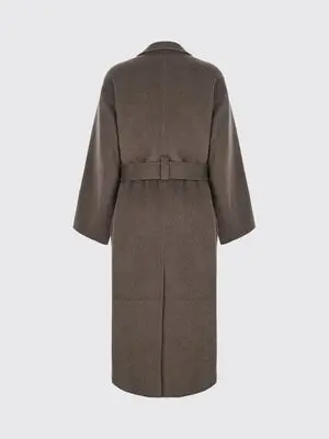 GRIFONI Double-breasted Long Wool Blend Coat With Waist Belt