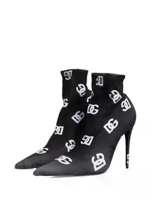 Dolce & Gabbana Logo-print Pointed-toe Ankle Boots