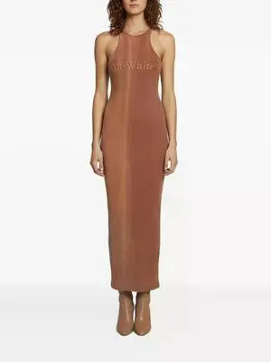 Off-White Logo-print Rib-knitted Maxi Dress