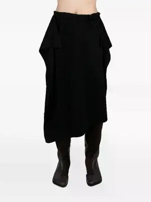 NICCOLO PASQUALETTI Croc-effect Flared Asymmetric Midi Skirt - Black