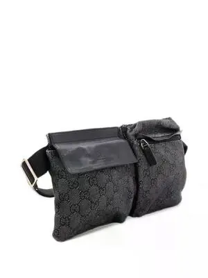 Gucci Vintage Double Gg Denim Belt Bag - Black