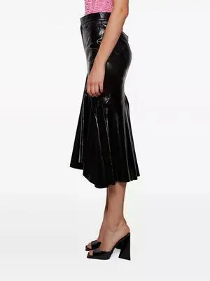 Zeynep Arçay Flared Leather Midi Skirt