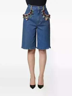 Dolce & Gabbana Embellished Frayed-hem Shorts