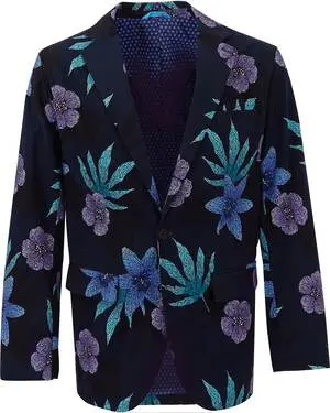 LORDS OF HARLECH Julius Floral Memory Blazer Navy - Blue