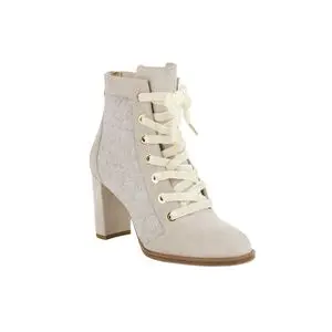 MOON D'ELLE Cangiante Ankle Boots In Blizzard Granulosa - White/silver