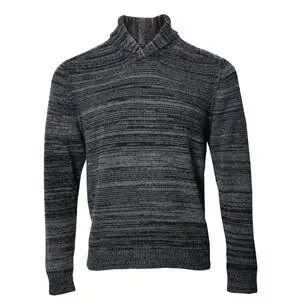 LORDS OF HARLECH Sweet Shawl Neck Sweater In Charcoal - Black/grey