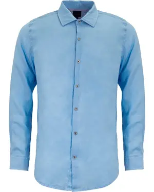 LORDS OF HARLECH Laurent Linen Shirt - Blue