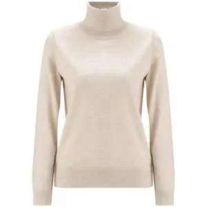 PERALUNA Neutrals Valeria Fine Turtleneck Pullover Ecru Melange - Beige