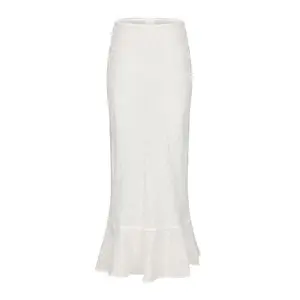 NUAJE NUAJE Flare-hem Bias Skirt In Cotton Eyelet - White