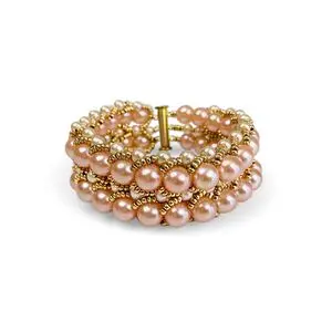BELLUS DOMINA Faux Prearl Beaded Statet Bracelet - Gold