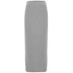 PERALUNA Rib Knitted Cashmere Blend Knitwear Pencil Skirt Melange - Grey