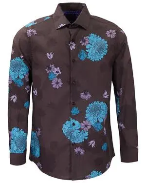 LORDS OF HARLECH Norman Winter Flowers Ie Printed Cotton Long-sleeve Shirt - Brown