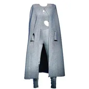 HARMONIA NY Enjoy The Ride Cape & Shoulder Padded Catsuit Set By Dani Watanabe Silver