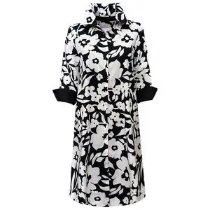 PERLAVERA Neil Floral B-w Midi Dress - Black/white
