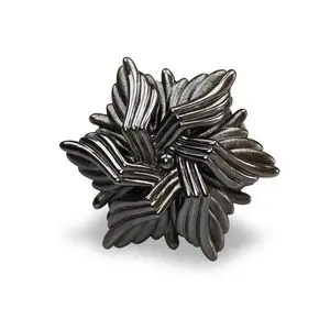 BELLUS DOMINA Rhodium Plated Silver Sea Flower Ring - Black/silver