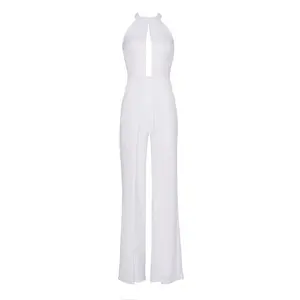 NOMI FAME Nomi Satin Crepe Split Leg Jumpsuit - White