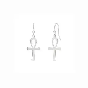 SPERO LONDON Sterling Egyptian Ankh Drop Earrings - Silver